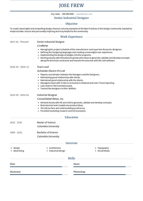 Industrial Design Resume Examples And Templates