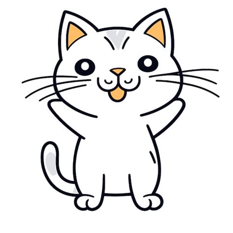 Premium Vector Cute Cat Line Art Drawing Style Black Linear Sketch Isolated On White