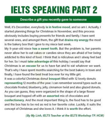 Describe A Gift That You Recently Gave To Someone IELTS Speaking Part 2