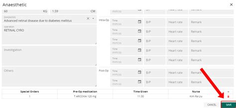 Add New Anaesthetic And Operation Record Vanda