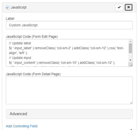 Show Field Labels Above The Input