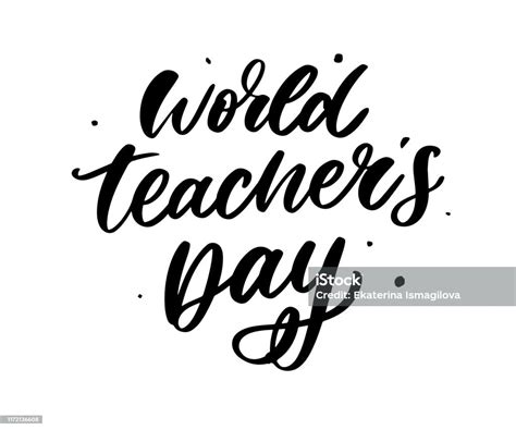 세계 교사의 날 글자 서예 브러쉬 벡터 일러스트에 대한 포스터 교사 교육 관련 직업에 대한 스톡 벡터 아트 및 기타 이미지 교사 교육 관련 직업 교육 낮 Istock