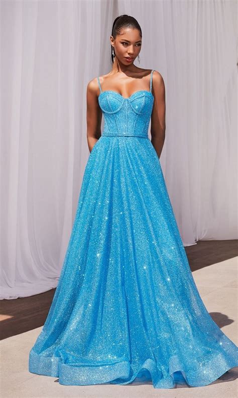 Long Glitter Prom Dress With Bustier Bodice Promgirl