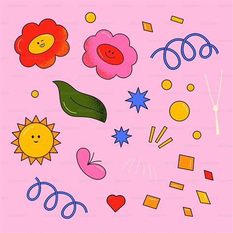 다양한 항목이 있는 분홍색 배경 벡터 Unsplash의 벡터 이미지