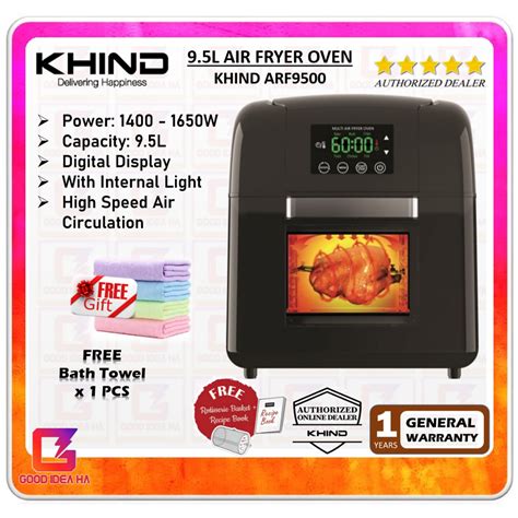 FREE BATH TOWEL Khind 9 5L ARF9500 ARF 9500 MULTI DIGITAL AIR FRYER