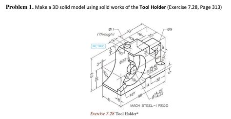 problem 1 make a 3d solid model using solid works of