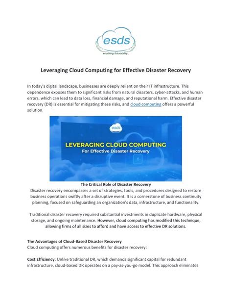 Ppt Leveraging Cloud Computing For Effective Disaster Recovery
