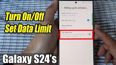 Galaxy S24s24ultra How To Turn Onoff Set Data Limit Youtube