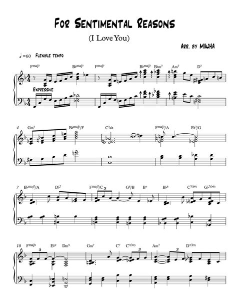 Nat King Cole I Love You For Sentimental Reasons Jazz Ballad 악보