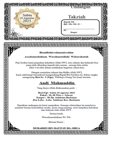 Undangan Takziah Hari Ke 3 Pdf