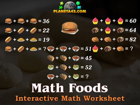 The Foods Math Problem Interactive Mathematical Worksheet