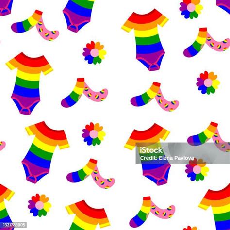 Lgbt 자부심의 달에 대한 원활한 패턴 인권과 관용 아이들을위한 무지개 게이 프라이드의 개념 벡터 만화 일러스트레이션 꽃