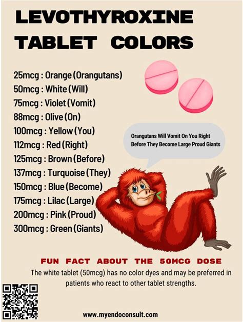 Levothyroxine Tablet Colors Mnemonic