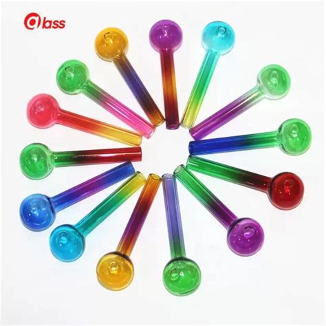 Rainbow Pyrex Mini 10cm Glass Oil Burner Pipe Colorful High Quality