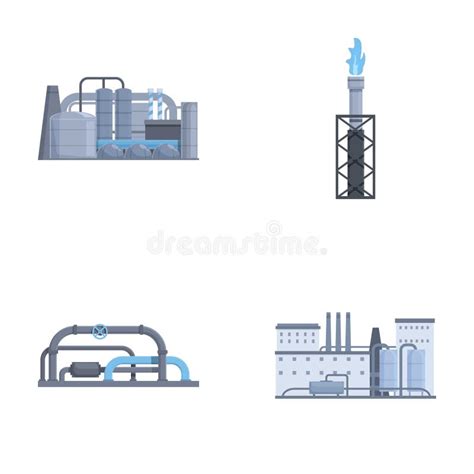 Vector Icons Depicting Elements Of Industrial Infrastructure Including