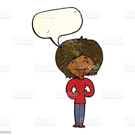 Femme Heureusen Dessin Animé Avec Bulle De Dialogue Vecteurs Libres De