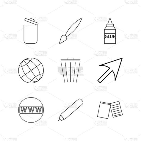 设计元素线性图标集。简单的轮廓图标