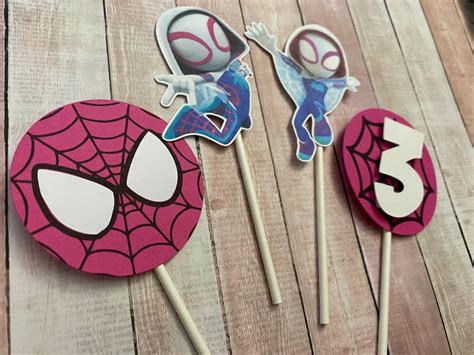 Young Spider Gwen Cupcake Toppers Etsy
