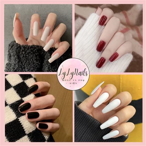 set 24 móng tay giả thiết kế lyly cs112 móng giả nailbox có keo dán tự
