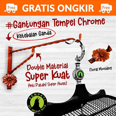 Jual Gantungan Sangkar Kandang Burung Murai Lovebird Kacer Cucak Ijo Rowo Gantungan Besi Ulir