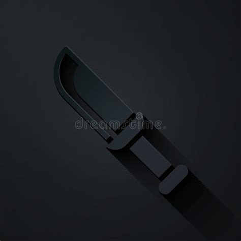 Icono De Cuchillo Militar Cortado En Papel Aislado En Fondo Negro