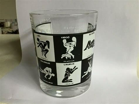 Vintage 1960s Zodiac Sex Position Rock Drinking Scotch Glass Tumbler 4