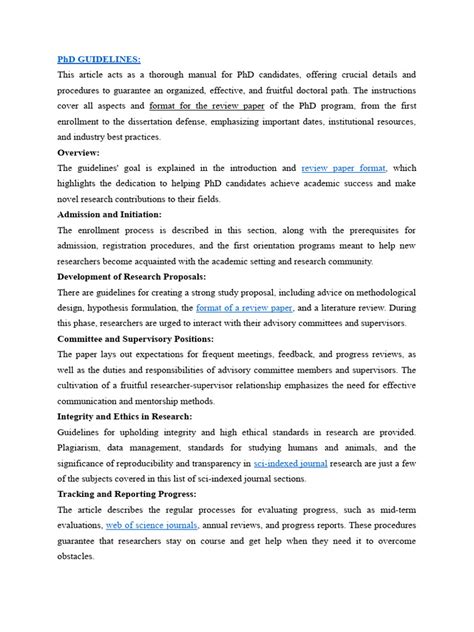 Phd Guidelines Pdf Doctor Of Philosophy Thesis