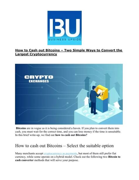 PPT How To Cash Out Bitcoins Two Simple Ways To Convert The Largest