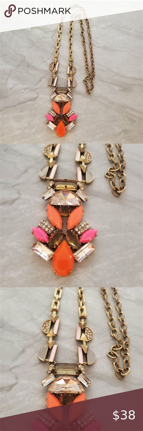 Stella And Dot Pop Geo Rhinestone Crystal Cluster Pendant Statement Necklace Chic Necklace