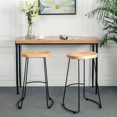 123 Pieces Industrial Rectangle Pub Table Set Solid Wood Counter