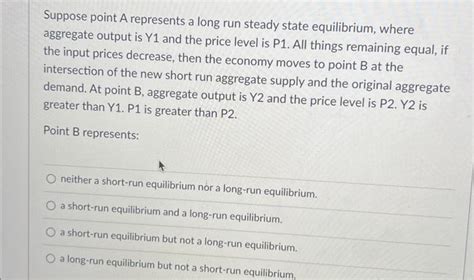 Solved Suppose Point A Represents A Long Run Steady State
