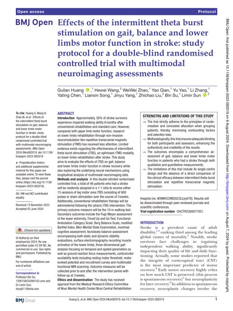 Pdf Effects Of The Intermittent Theta Burst Stimulation On Gait
