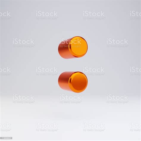 3d 콜론 기호입니다 흰색 배경에 고립 된 광택 반사와 그림자뜨거운 오렌지 금속 글꼴 0명에 대한 스톡 사진 및 기타 이미지