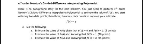 Solved Nth Order Newton S Divided Difference Interpolating Chegg