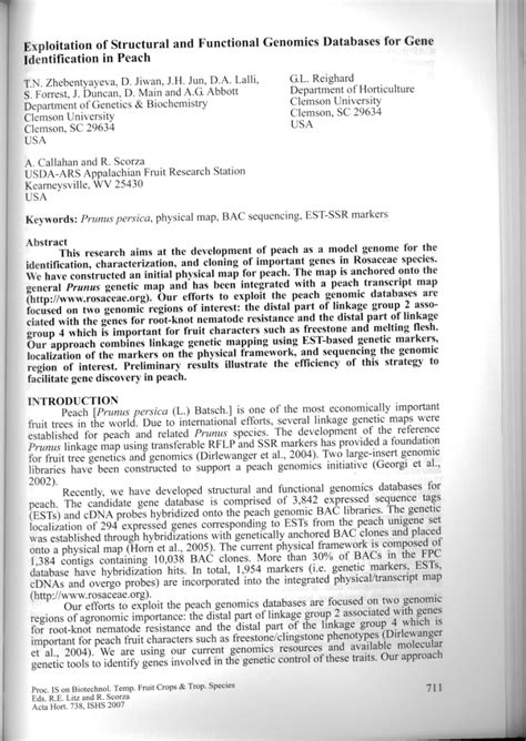Pdf Exploitation Of Structural And Functional Genomics Databases For Gene Identification In Peach