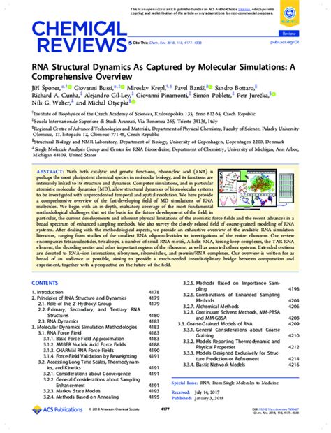 Pdf Rna Structural Dynamics As Captured By Molecular Simulations A
