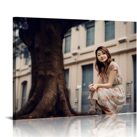 Nawypu Poster Canvas Wall Art Beautiful Sexy Brown Haired Dress