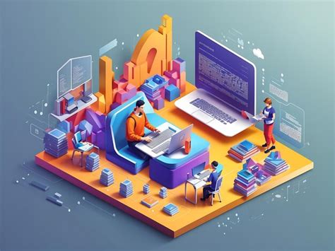 Premium Ai Image Programming Software Concept In 3d Isometric Design