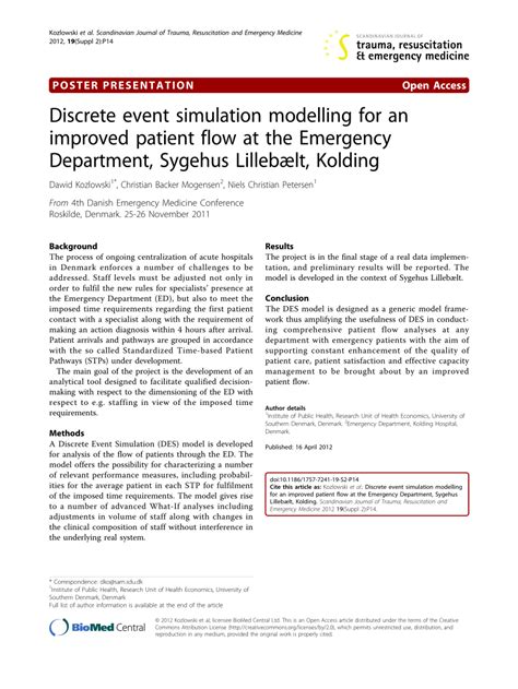 Pdf Discrete Event Simulation Modelling For An Improved Patient Flow