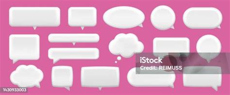 3d 아이콘 흰색 음성 거품 다양한 모양 주석 대화 풍선 세트의 빈 텍스트 거품 생각 구름 보라색 배경에 고립 0명에 대한 스톡 벡터 아트 및 기타 이미지 Istock