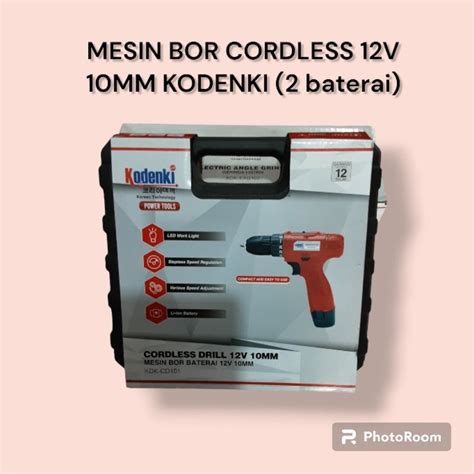 Jual Mesin Bor Cordless 12V 10mm KODENKI 2 Batterai Toolbox
