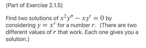 Solved Exercise 215 For The Equation Xy Xy 0 Find