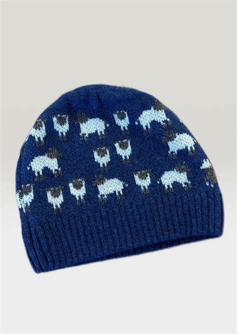 Lambswool Sheep Beanie Hat Denim