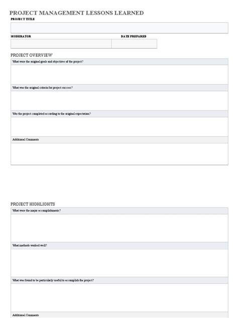 Project Management Lessons Learned A Comprehensive Review And Analysis