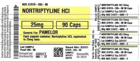 Nortriptyline Hci Direct Rx Fda Package Insert