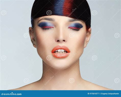 Colorful Make Up Woman Face Stock Image Image Of Girl Female 97501877