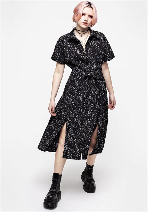 Delphinium Midi Shirt Dress Disturbia