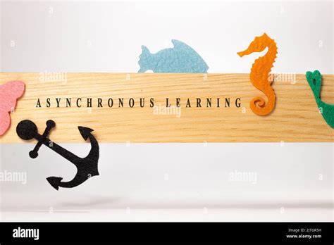 Asynchronous Learning Is Written On A Wooden Patterned Surface