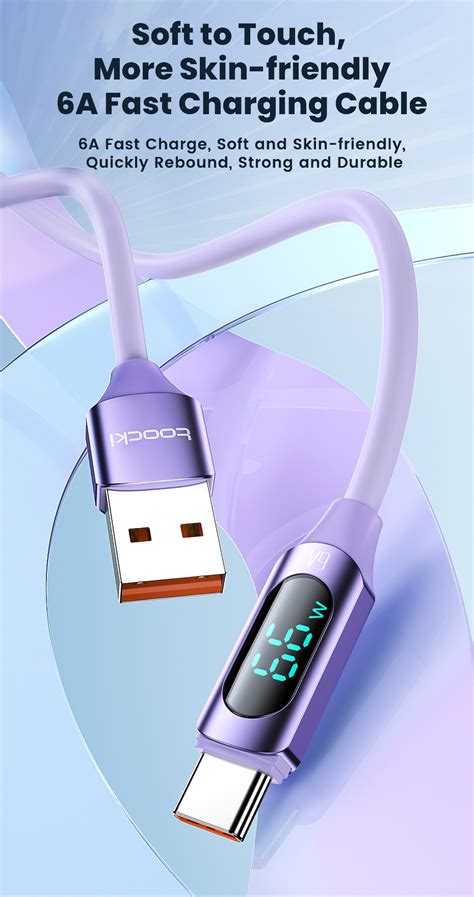 Toocki 66W 6A USB Type C สายชารจเรว USB2 0 สายดาตา 100W Type C to Type C สายชารจ ดวยจอแสดง