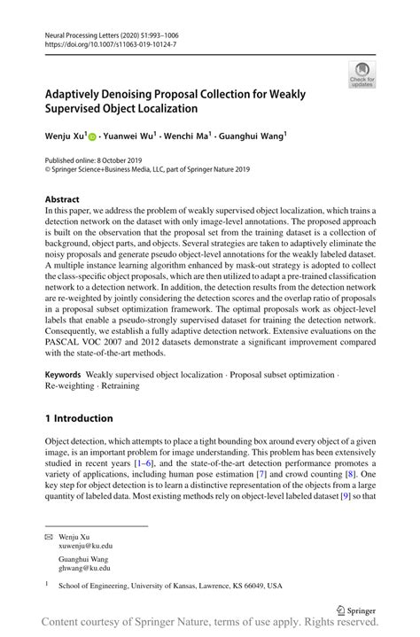 Adaptively Denoising Proposal Collection For Weakly Supervised Object Localization Request Pdf